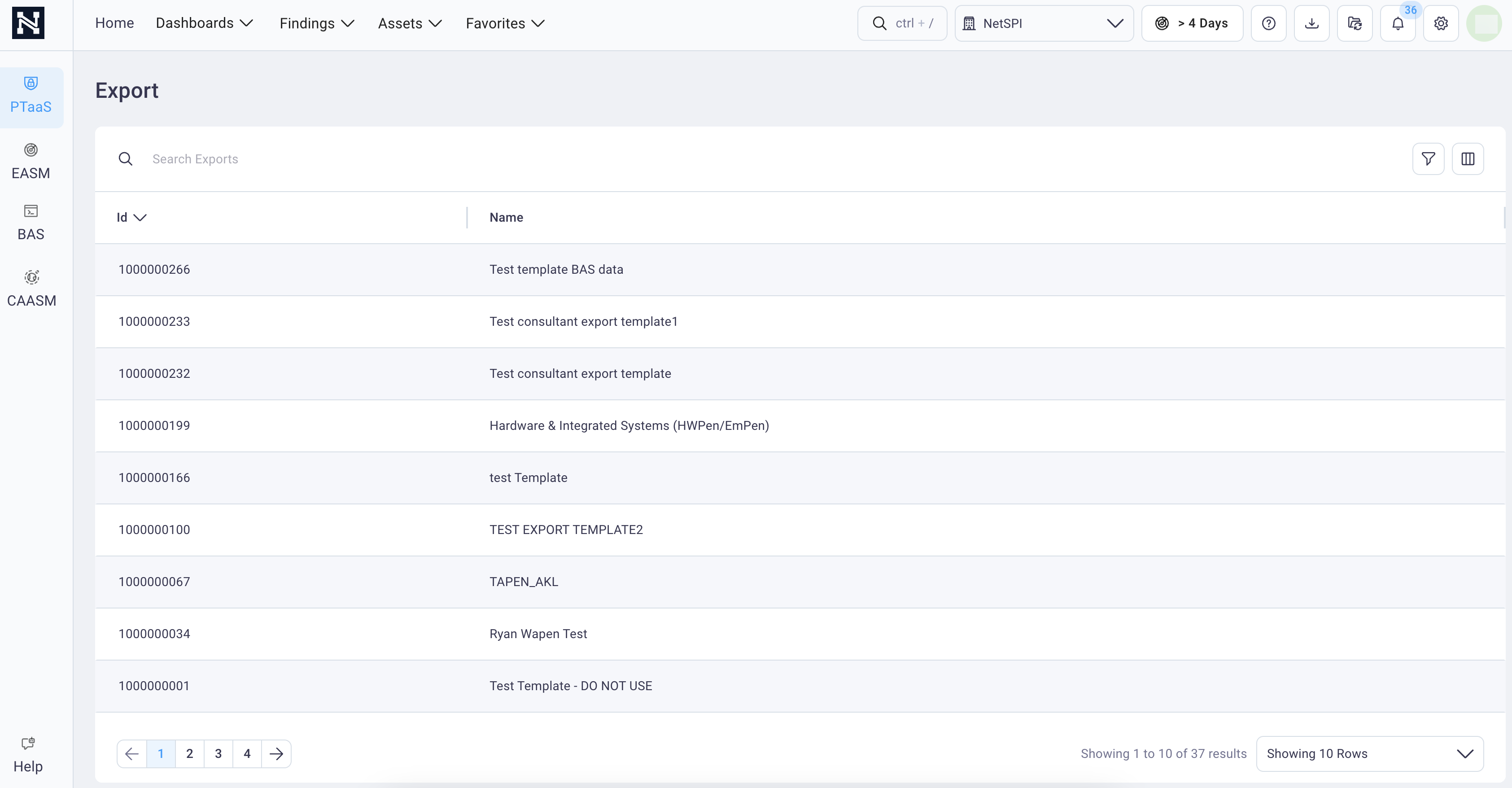 PTaaS exports | The NetSPI Platform